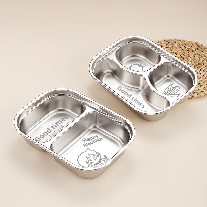 316 Stainless Steel dinner palte 2/3/4/5 Grid Stainless Steel Tray ...