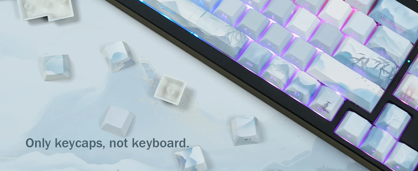 WOMIER 130 Keys Blue Lake Side Print PBT Keycap Backlit RGB Cherry ...