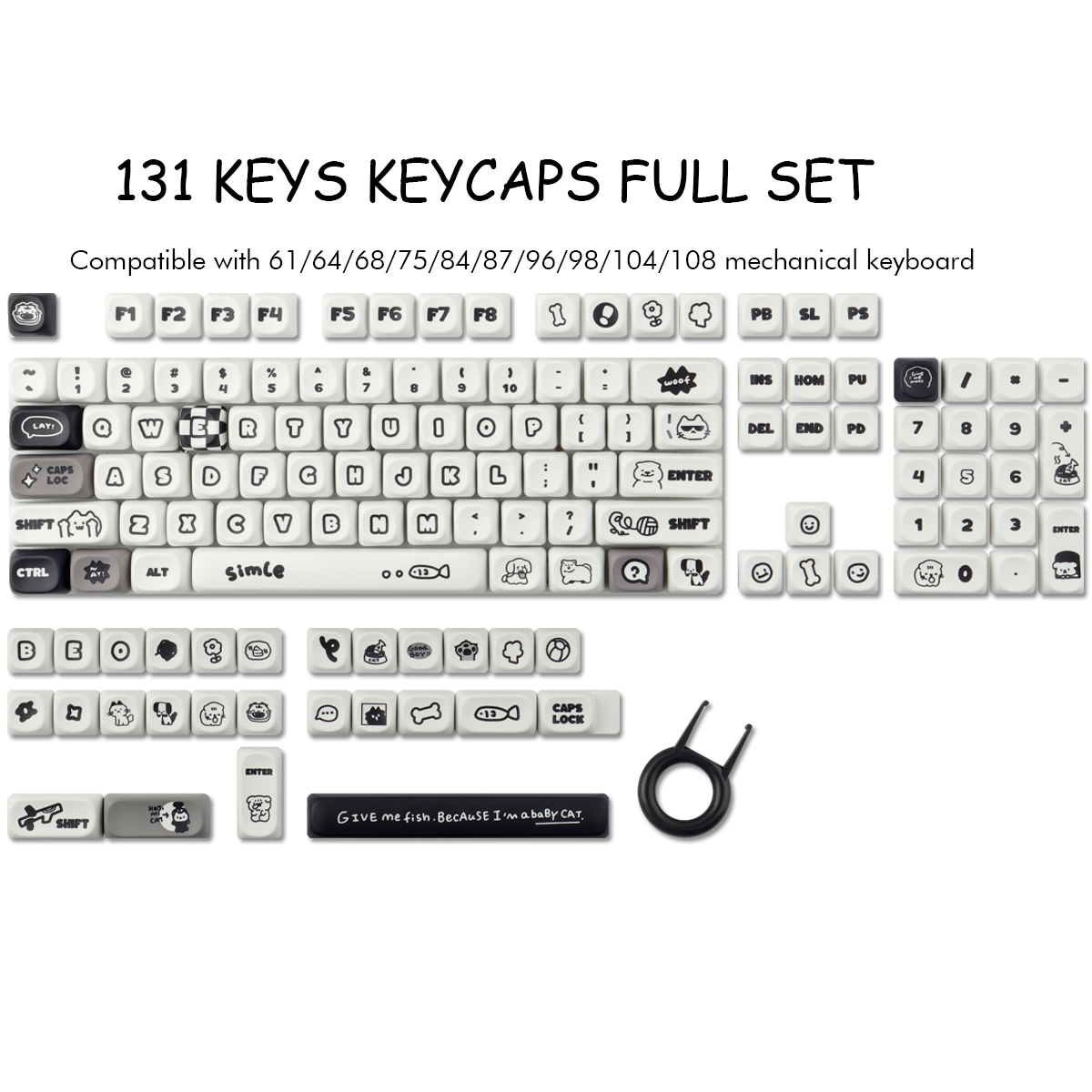 Cats Dogs Big War keycaps 131 Keys keycaps MOA Profile DYE-SUB ...