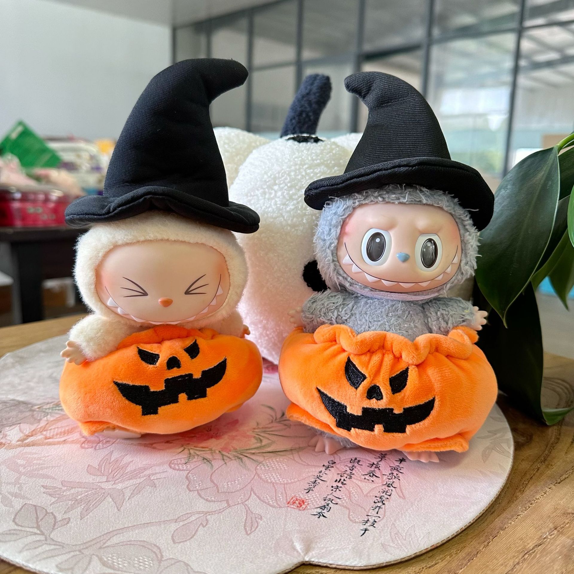 New LABUBU V1V2 costume Halloween Pumpkin costume 17CM LABUBU Macaron doll accessories | Shopee ...