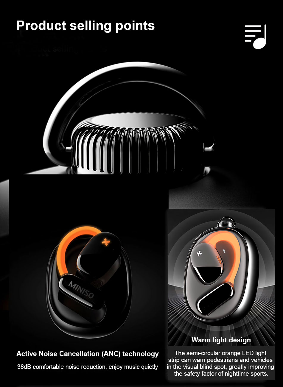 MINISO M99 Open Ear Earphone Bluetooth Earphone Bluetooth 5.4 Wireless ...