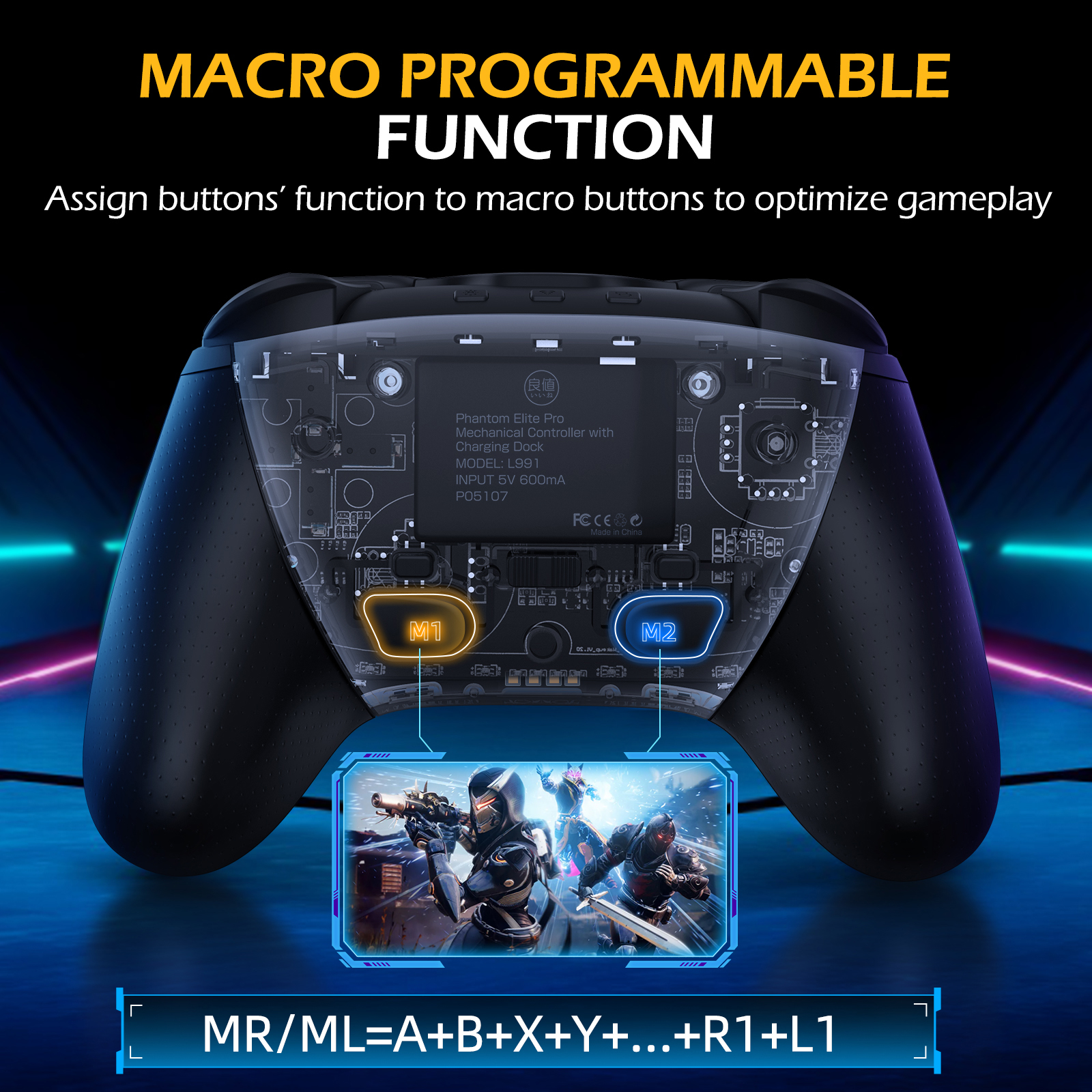INE Phantom controller with charging Dock / HD Rumble & Support Scan ...