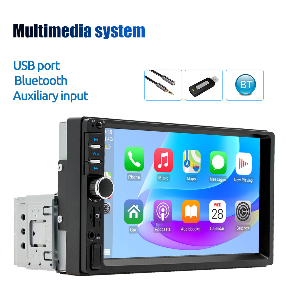 ESSGOO 7018B 7" Single/Double Din Universal Wired Carplay Video Output ...