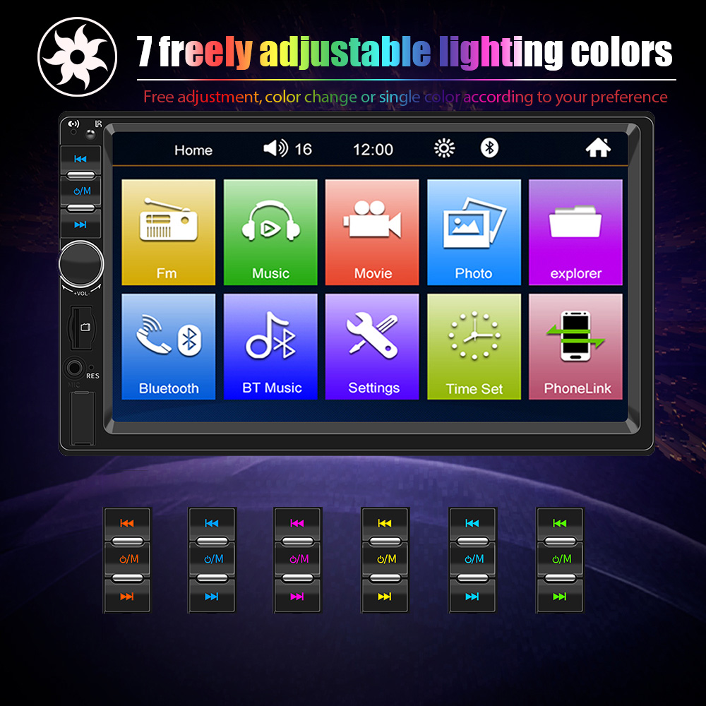 ESSGOO 7018B 7" Single/Double Din Universal Wired Carplay Video Output Touch Screen Bluetooth ...