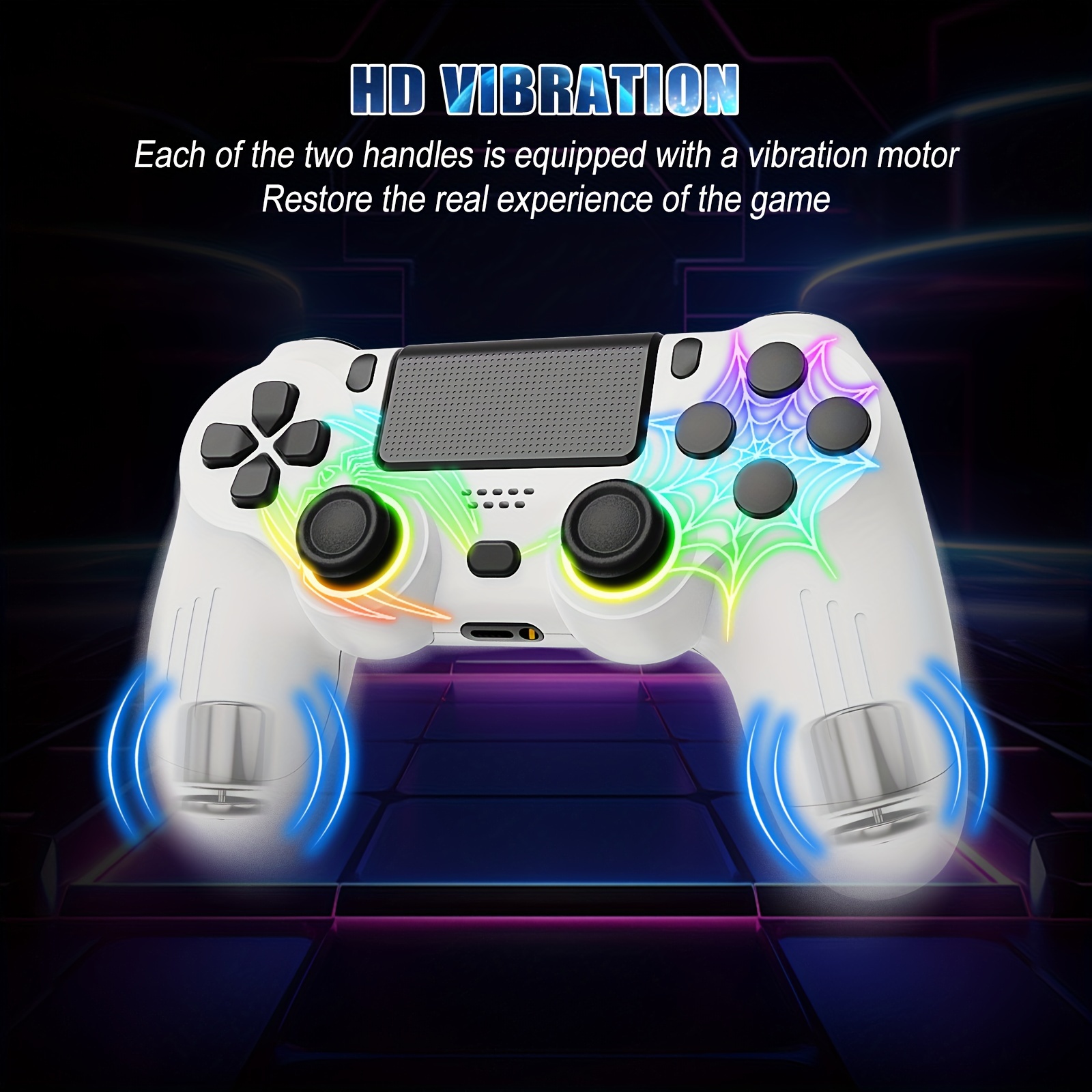 PS4 wireless controller with RGB light/USB cable/dual vibration/6-axis ...