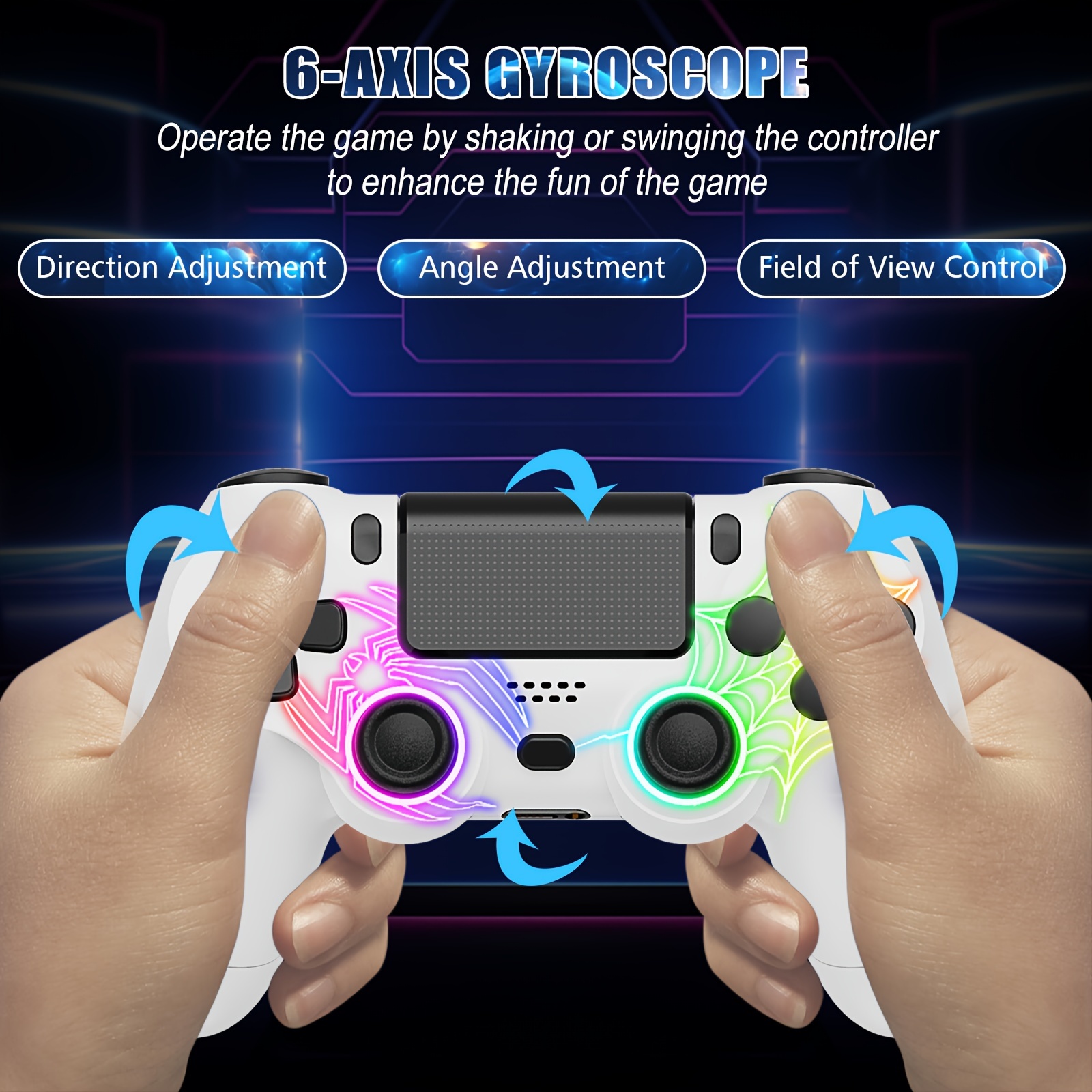 PS4 wireless controller with RGB light/USB cable/dual vibration/6-axis ...
