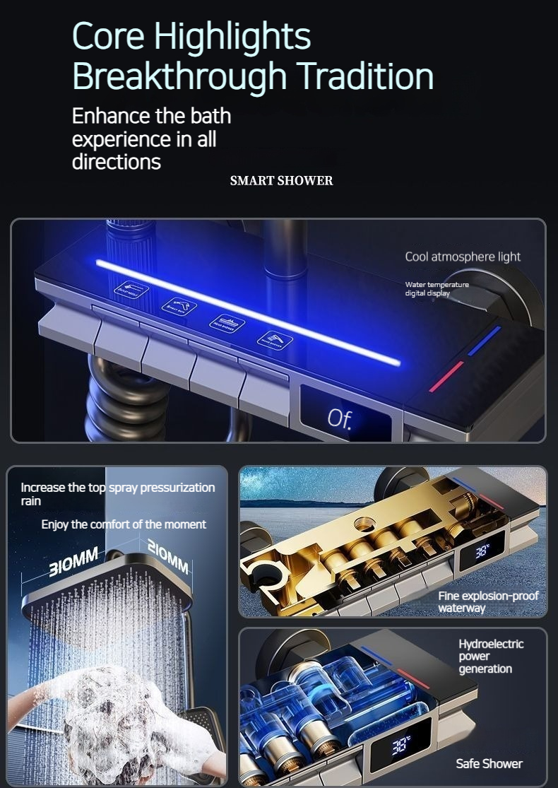 Shower Set Bathroom digital display shower set shower head shower ...