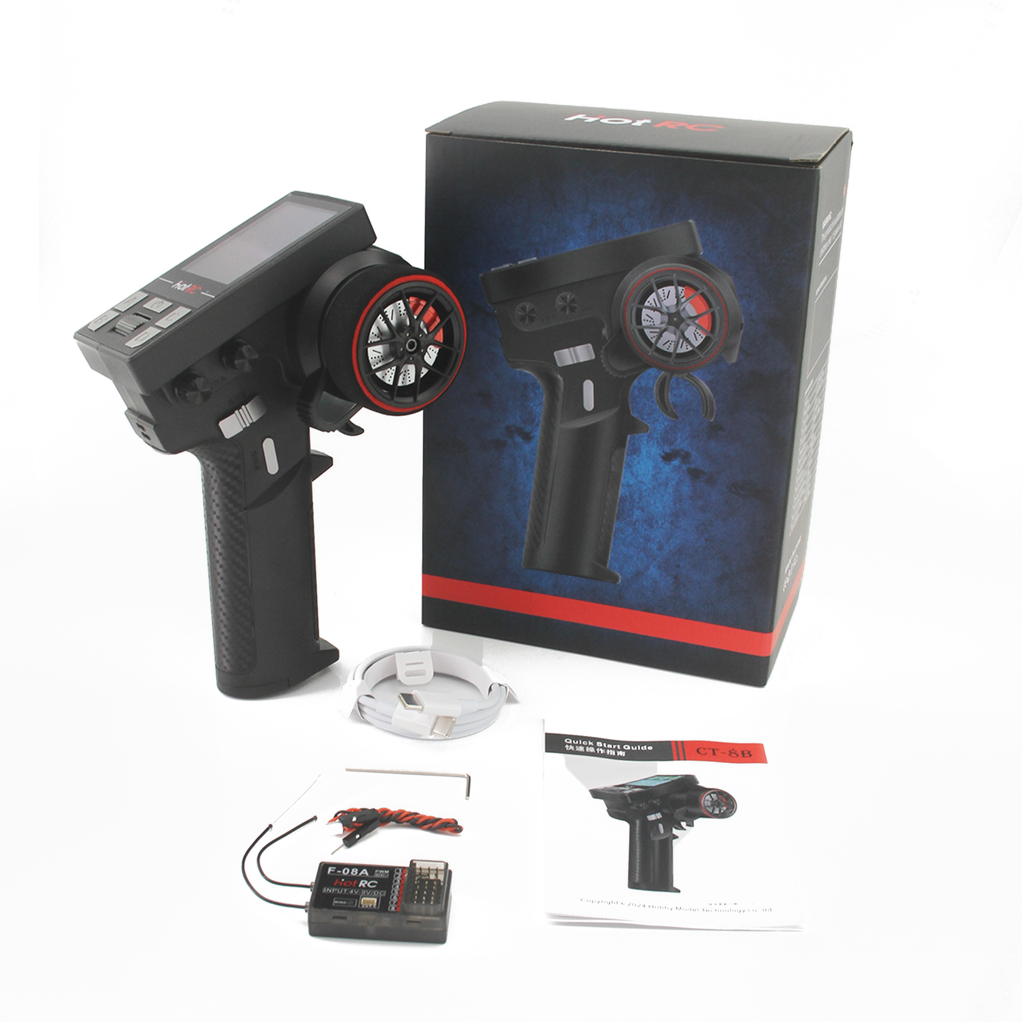 HOTRC CT-8B 10CH One-handed Transmitter With F-08A Receiver Color ...