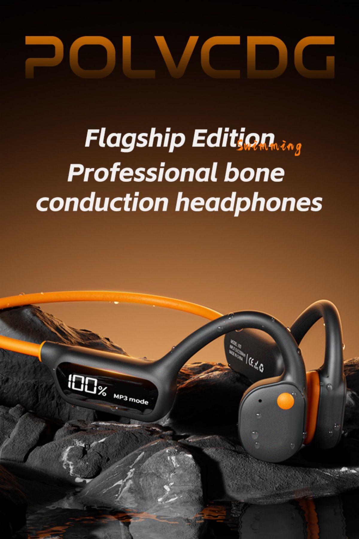 Polvcdg-X10-1 IPX8 Waterproof LED Screen 32G Swimming Bone Conduction ...