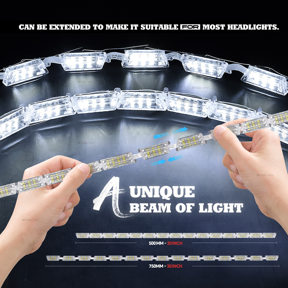 3 Colors LED Daytime Running Lights Cars DRL Headlight Liner Strip ...