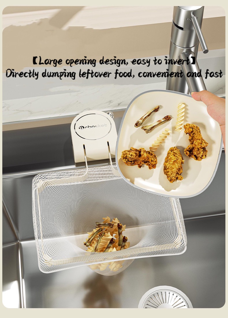 Suction Cup Kitchen Sink Filter Drainage Rack with Disposable Filter Net Basket Movable Anti ...