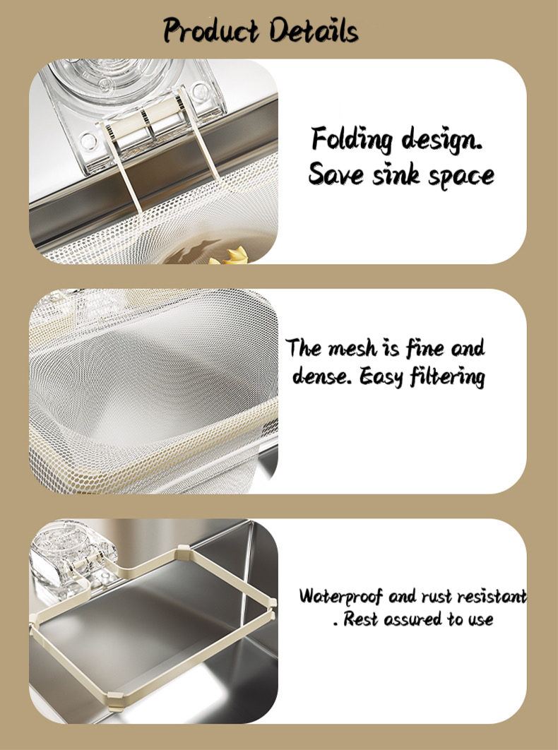 Suction Cup Kitchen Sink Filter Drainage Rack with Disposable Filter Net Basket Movable Anti ...