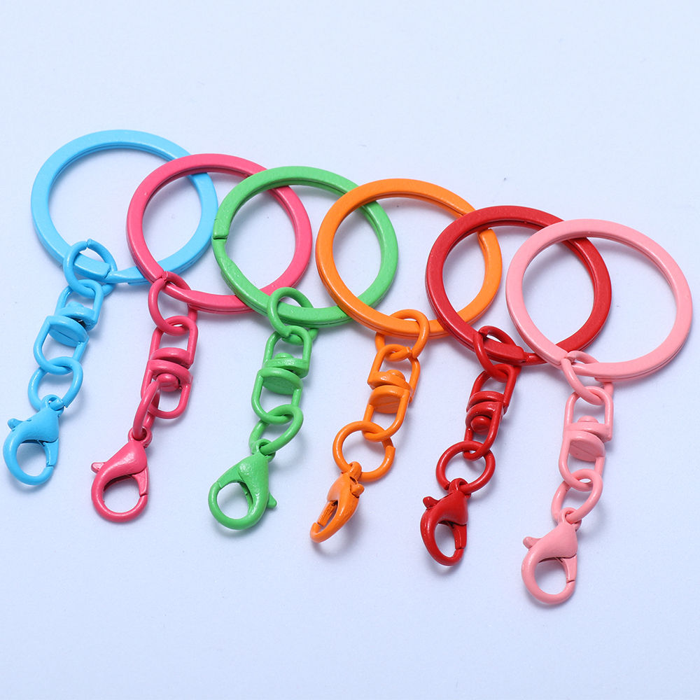 10pcs Keychain Lobster Buckle With 14mm Snap Ring Flat Ring Color ...