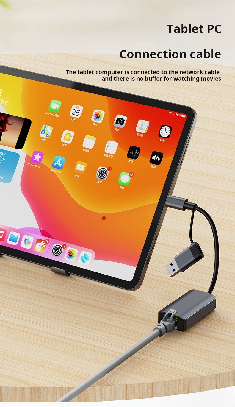 2 in 1 USB 3.0 USB C Network Card Type C to RJ45 1000Mbps Ethernet Nic ...