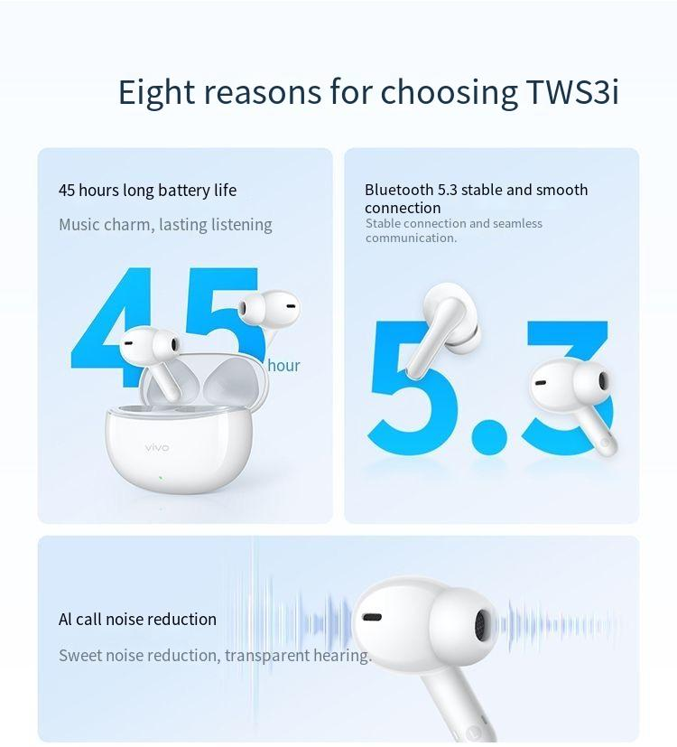 vivo TWS 3i true wireless Bluetooth headset AI call noise reduction long battery life | Shopee ...