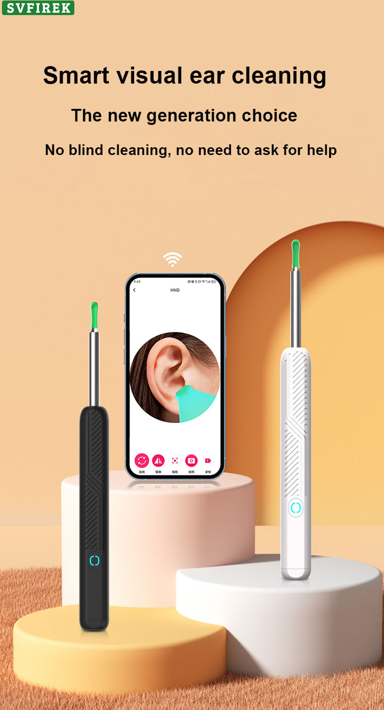 Wireless Smart Visual Ear Cleaner with Camera HD Ear Picker Otoscope ...
