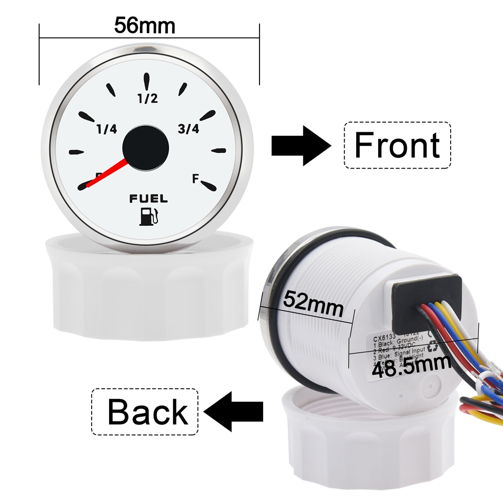 52mm Car Fuel Tank Level Gauge Waterproof 0-190 Ohm Fuel Float Sensor & 100-500mm Fuel Level ...