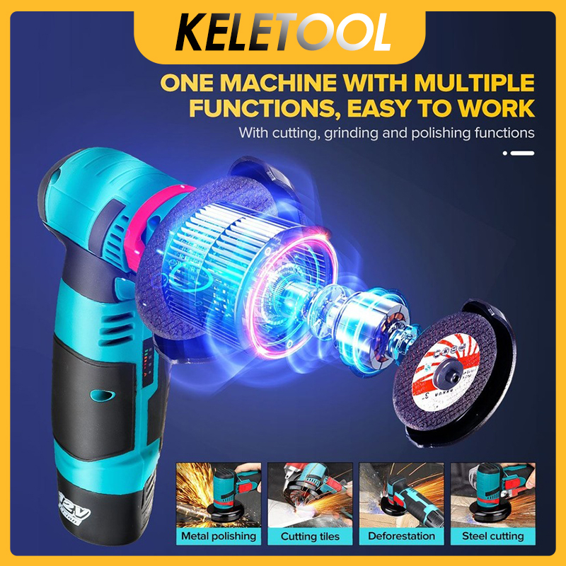 18V cordless brushless angle grinder rechargeable electric micro angle ...