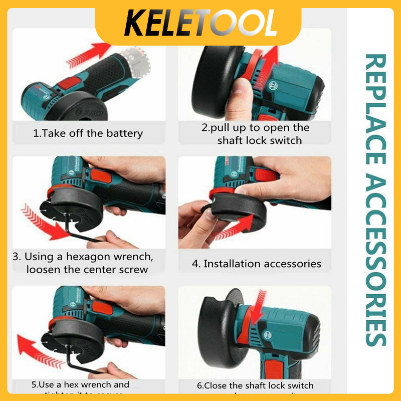 18V cordless brushless angle grinder rechargeable electric micro angle ...