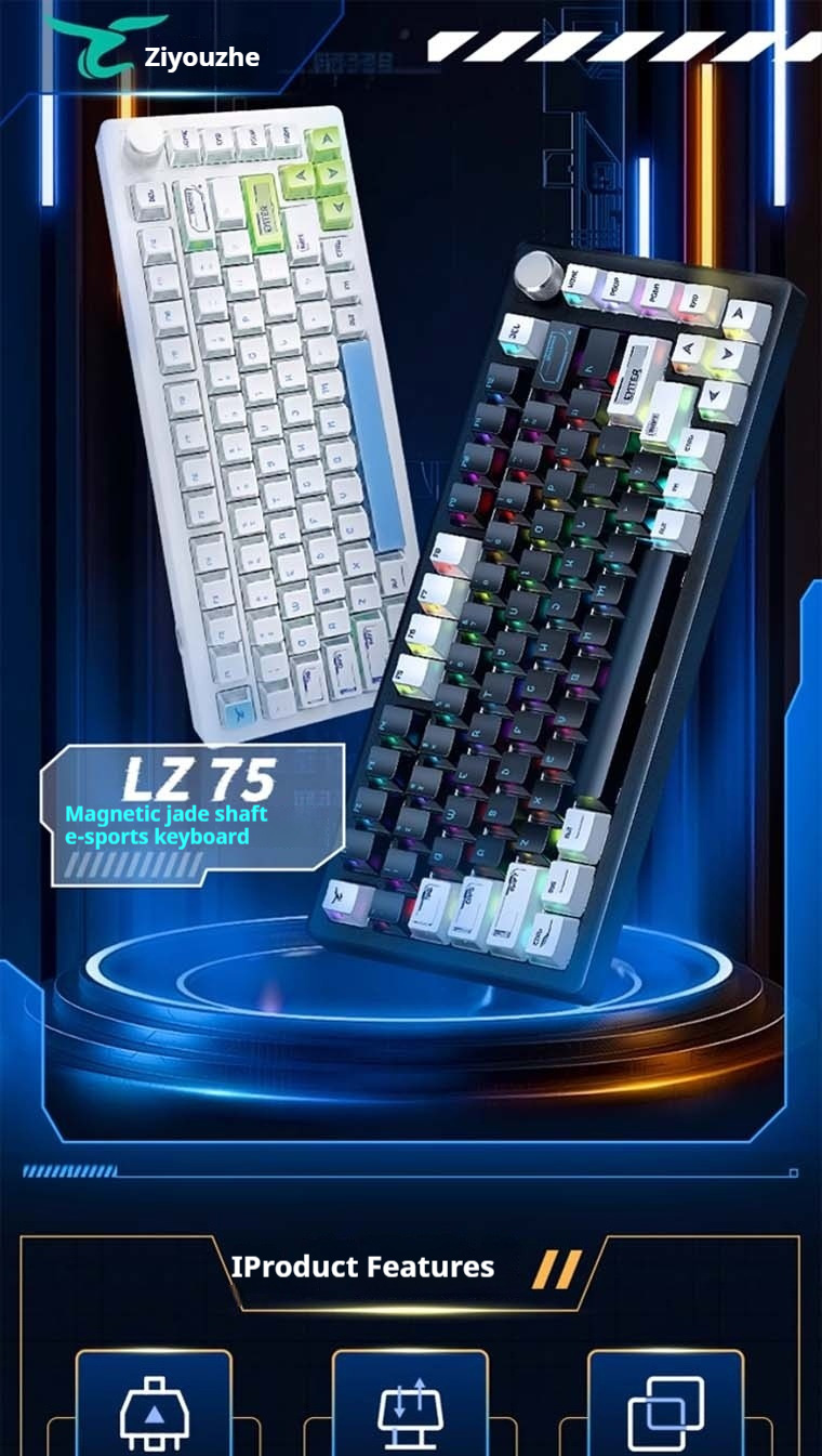 Ziyouzhe LZ75 Magnetic Jade Axis keyboard Gaming esports DIY keycap ...