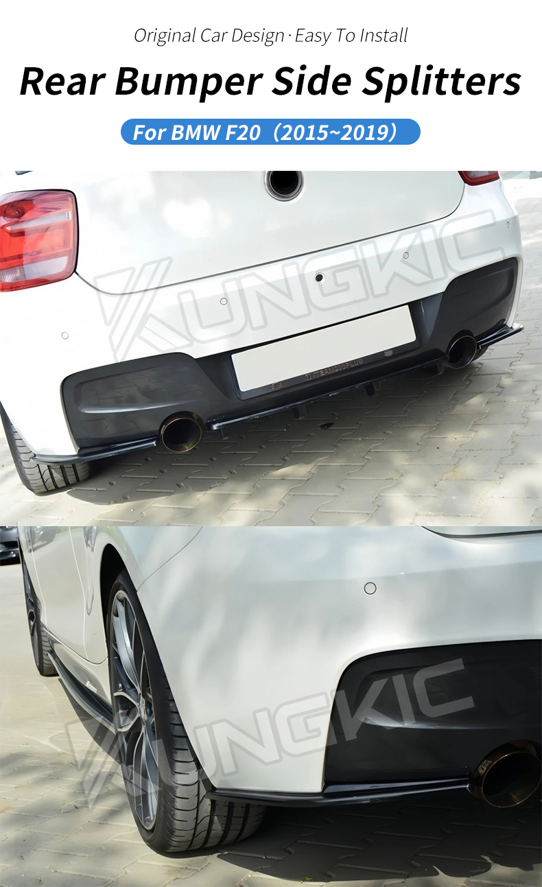 Glossy Black Rear Bumper Side Splitters For BMW F20 1 Series 118i 120d ...