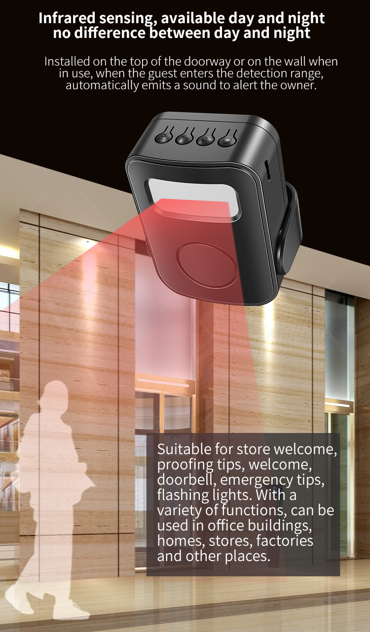 IR sensor wireless doorbell store entrance,waterproof welcome guest ...