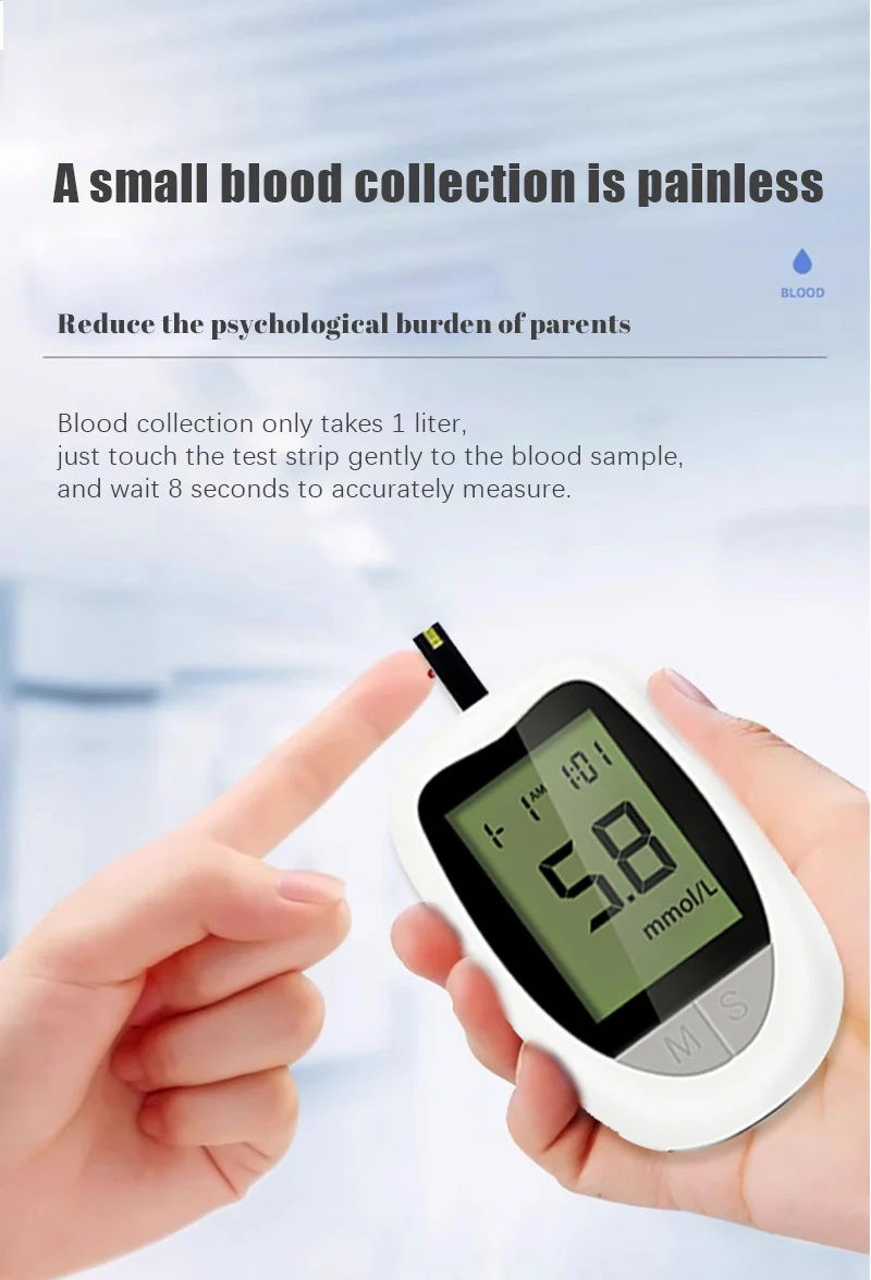 Blood Glucose Meter Glucometer Kit Code Free Diabetes Test 50/100pcs ...