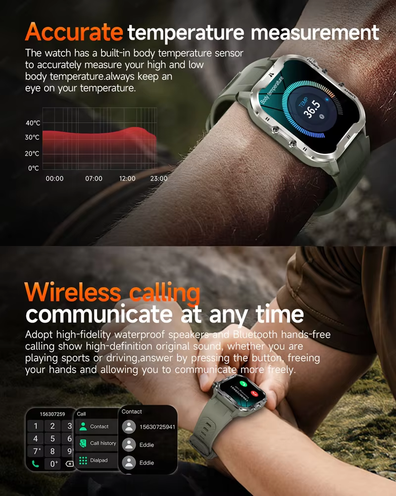 2024 New Smart Watch Men LED Flashlight Watch Always display NFC ...