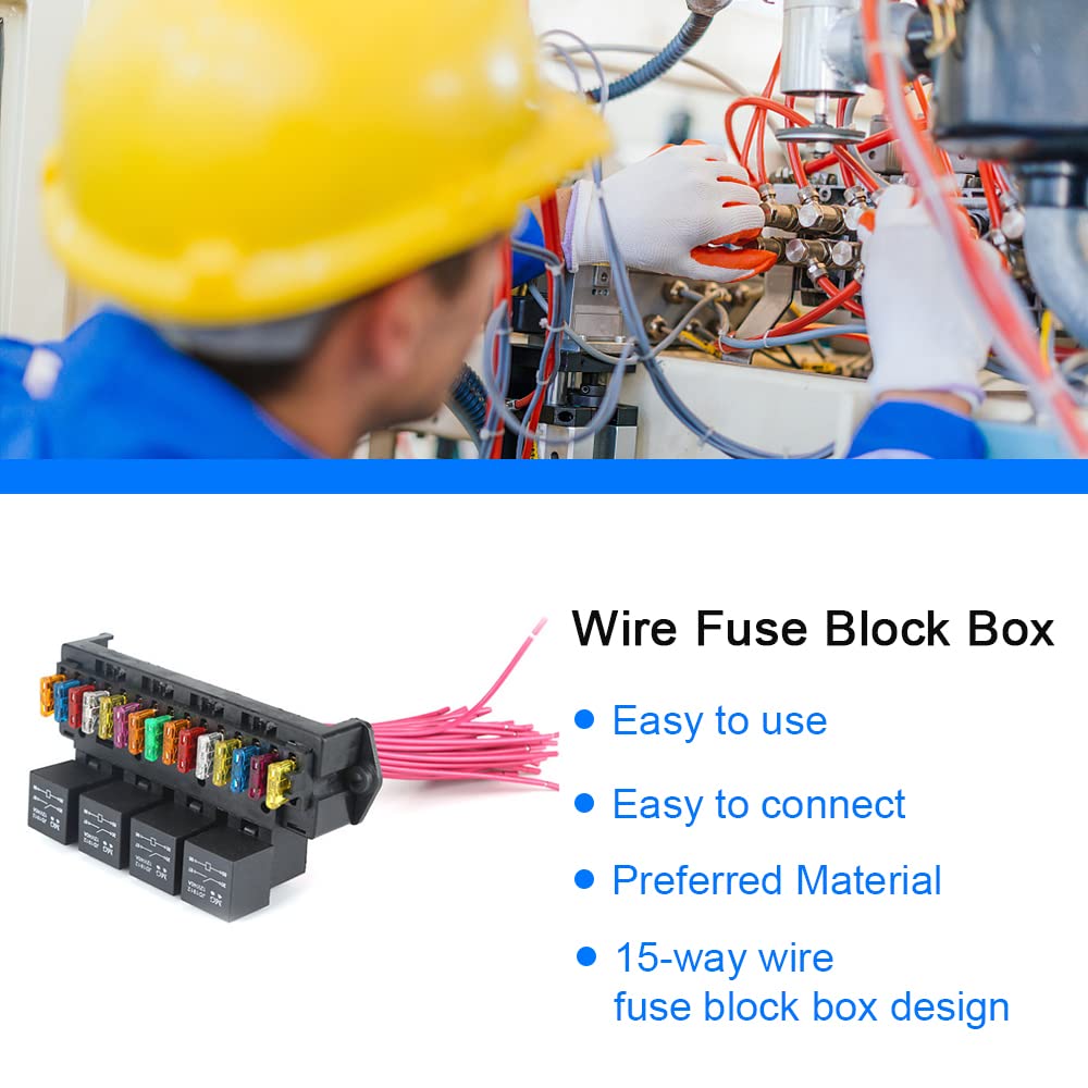 Fuse Box 72V Car Fuse Box 15-Way Wire Fuse Block Box Multi-Circuit ...