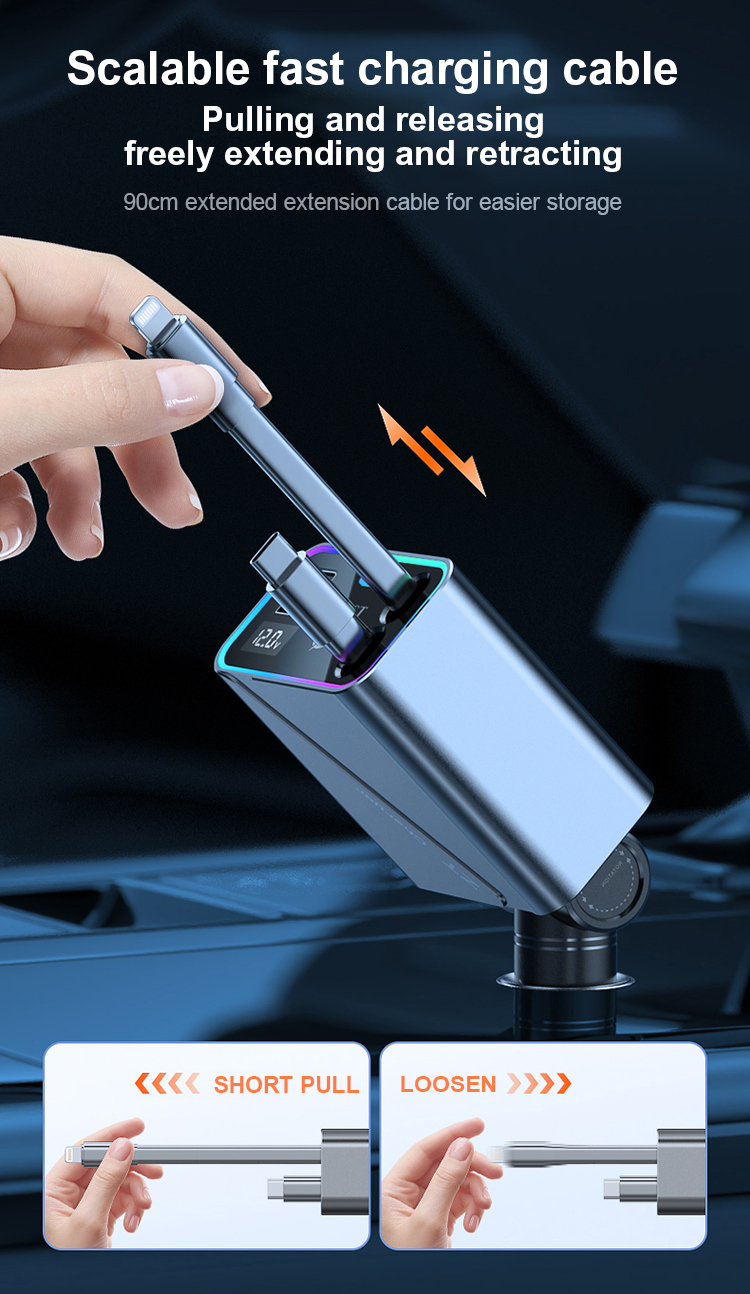 【Ship In 24h】175 W 4 In 1 Car Charger Breathing Atmosphere Light 1 Drag ...