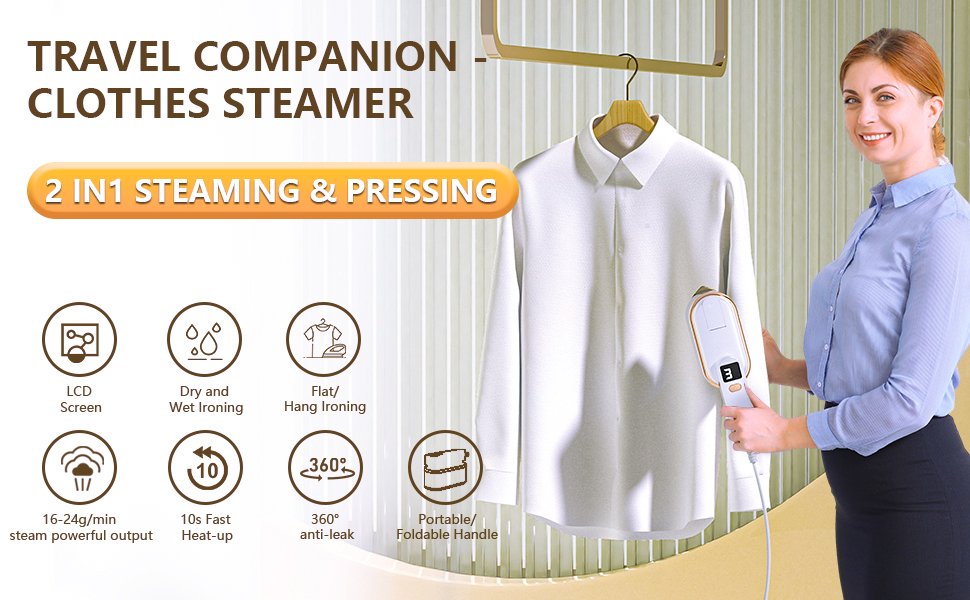 Steam Iron 1300W Handheld Electric Iron Steam Rotating Wet & Dry Iron ...