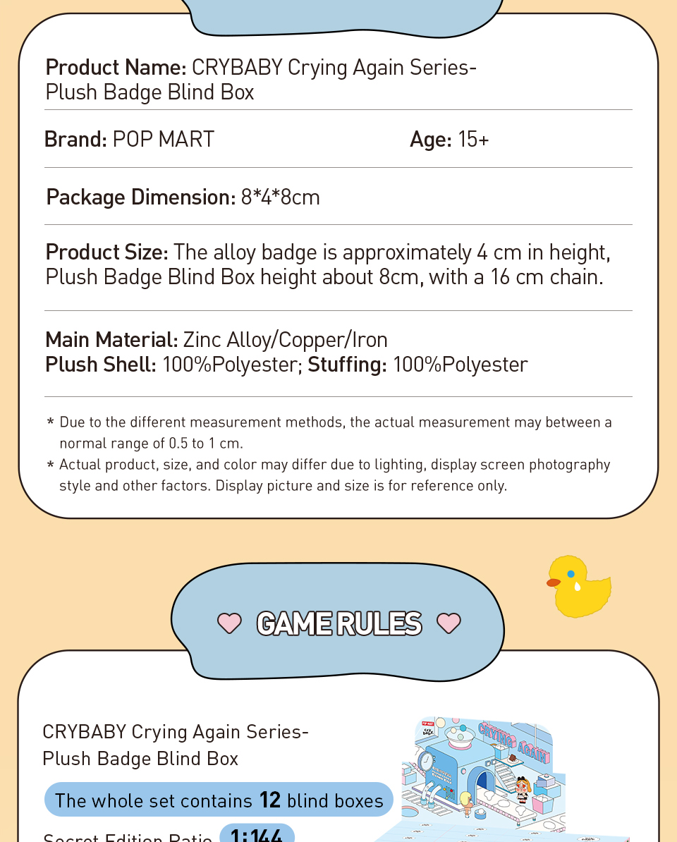 POP MART CRYBABY Crying Again Series-Plush Badge Blind Box | Shopee ...