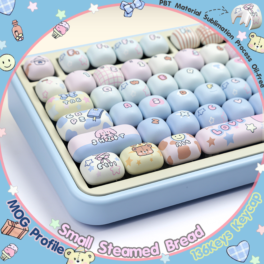 MOA Profile SOY MILK Keycaps PBT 141Keys/Set Five-sided Heat ...