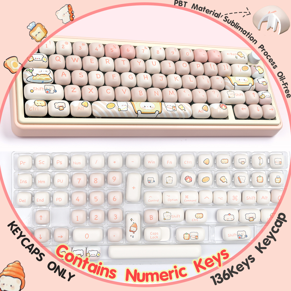 MOA Profile SOY MILK Keycaps PBT 141Keys/Set Five-sided Heat ...