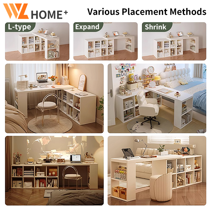 Study Table Meja Belajar DIY Study Desk with Storage Cabinet Home ...