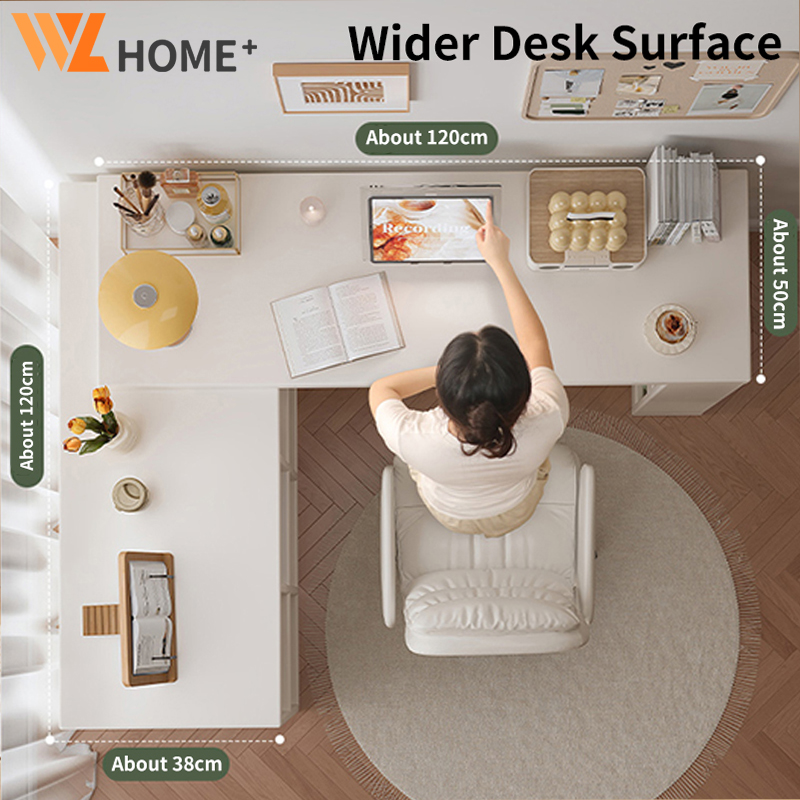 Study Table Meja Belajar DIY Study Desk with Storage Cabinet Home ...