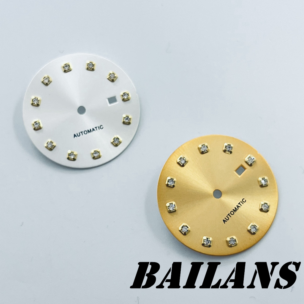 24.5mm Watch Dial Sunburst Diamond Index Watch Parts Single Calendar ...