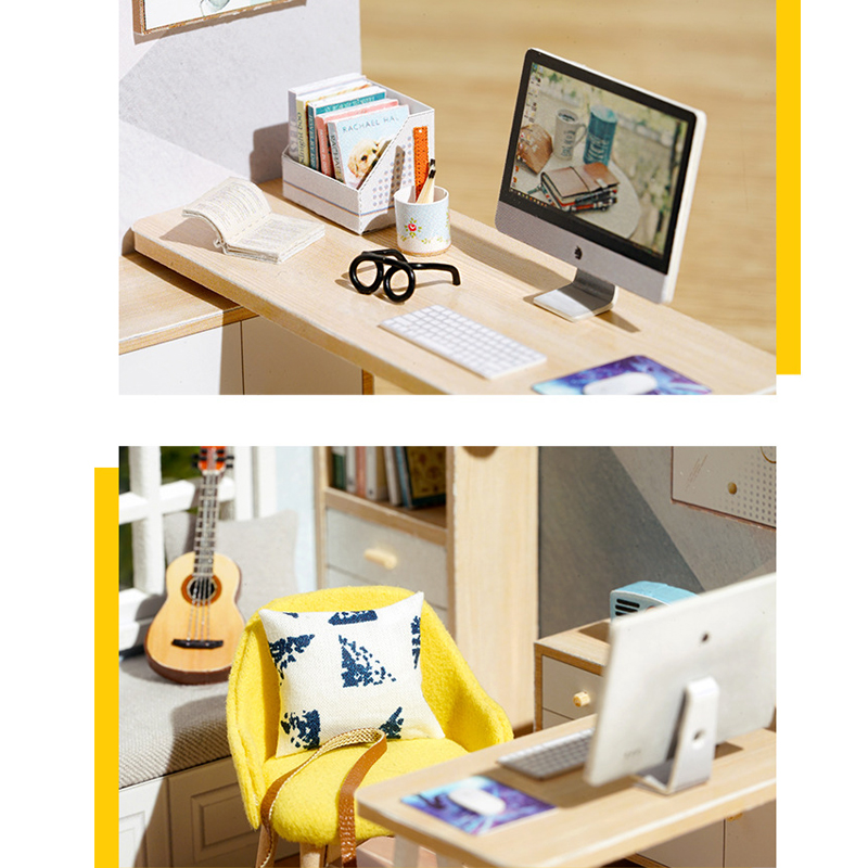 Wooden Miniature Doll House DIY Small House Kit Making Room Toys 3D ...