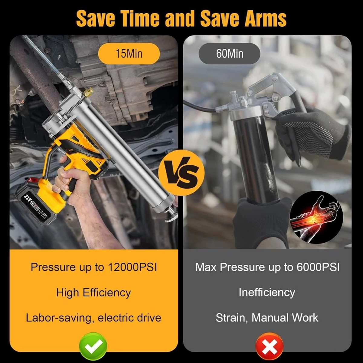 Cordless Grease Gun 2 Batteries High Pressure Pump Grease Gun Repair ...