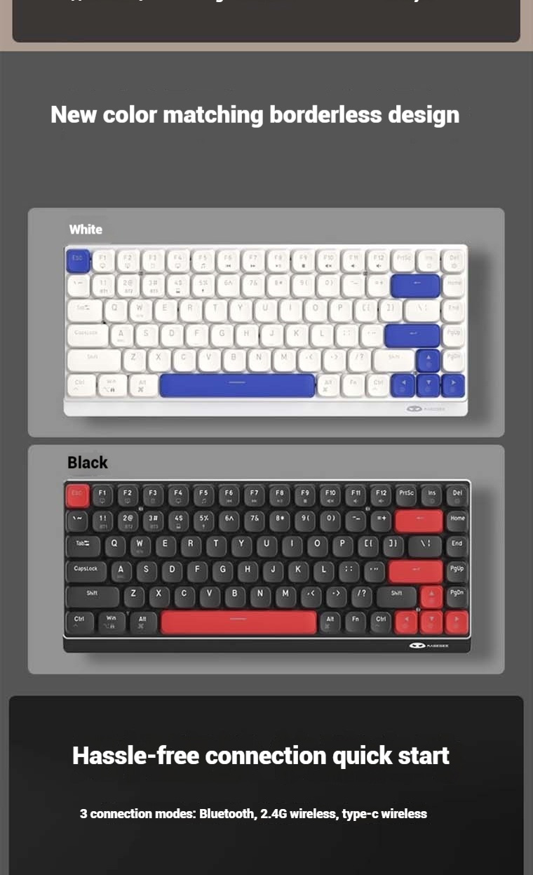 MageGee QingYu 84 Mute Office three mode mechanical keyboard Custom ...