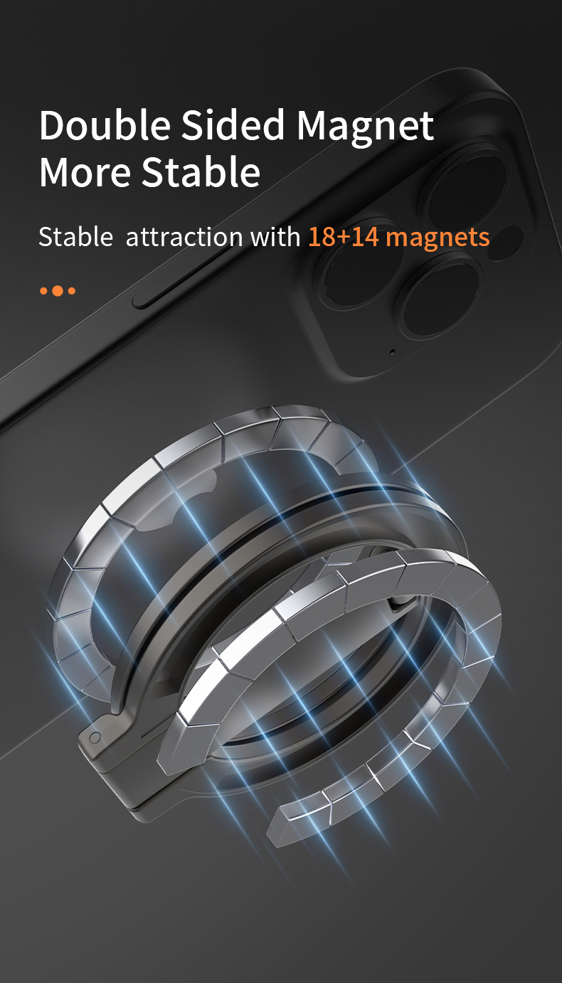 Double Magnetic Cell Phone Ring Holder Compatible with iPhone 16 12 13 ...