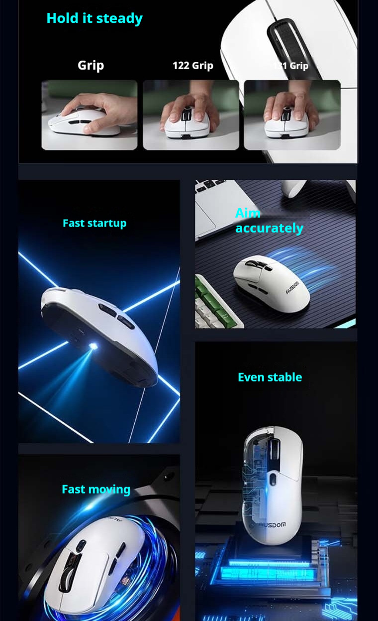 AUSDOM G01 PAW3311 Gaming Gaming Mouse Three-mode Bluetooth Wired ...