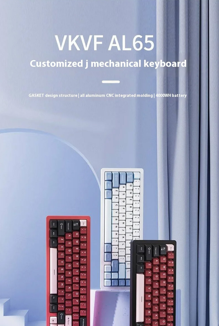 VKVF AL65 three mode aluminum alloy customized mechanical keyboard ...