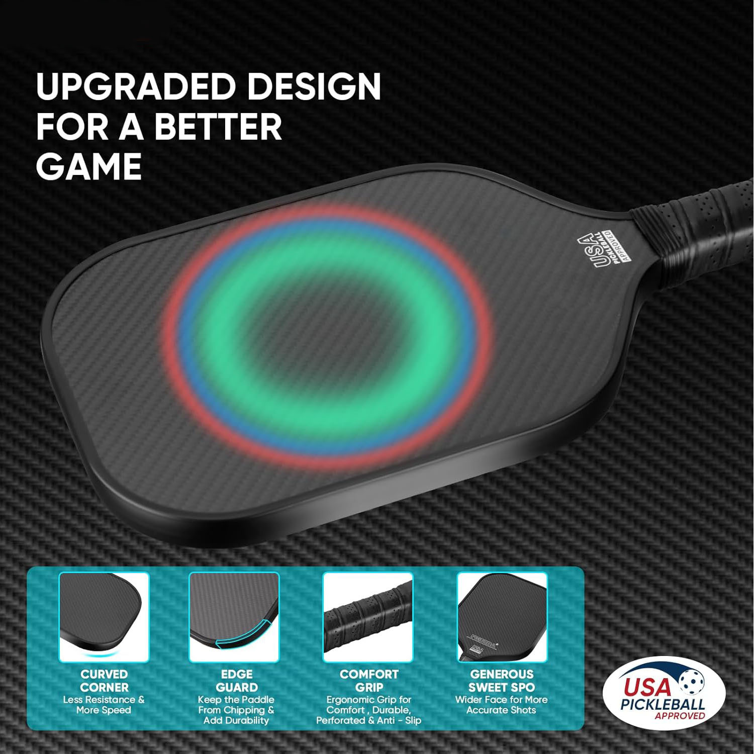 Pickleball Paddle Carbon Fibre 3K 1 PCS, USAPA Approved Pickleball ...