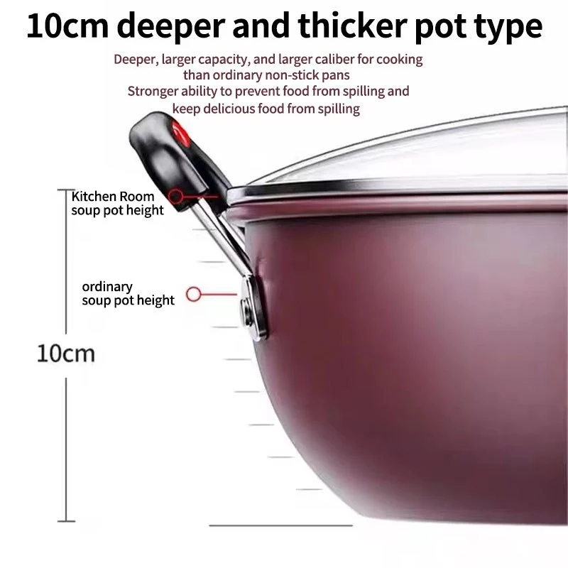 Non-Stick Soup Pot with Lid Thickened Stewpot Kitchenware Pan Set Gas available 26/28/30CM ...