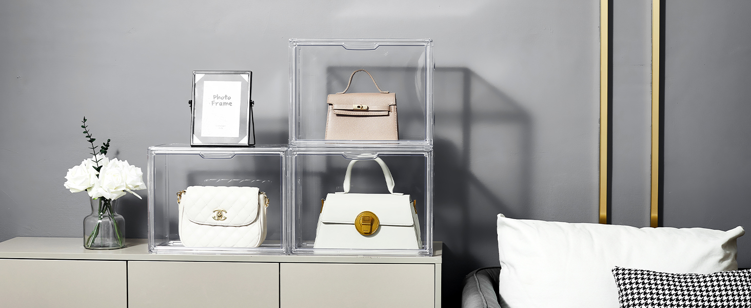 [Local Stock]Transparent Storage Box Handbag Storage Organizer Acrylic ...