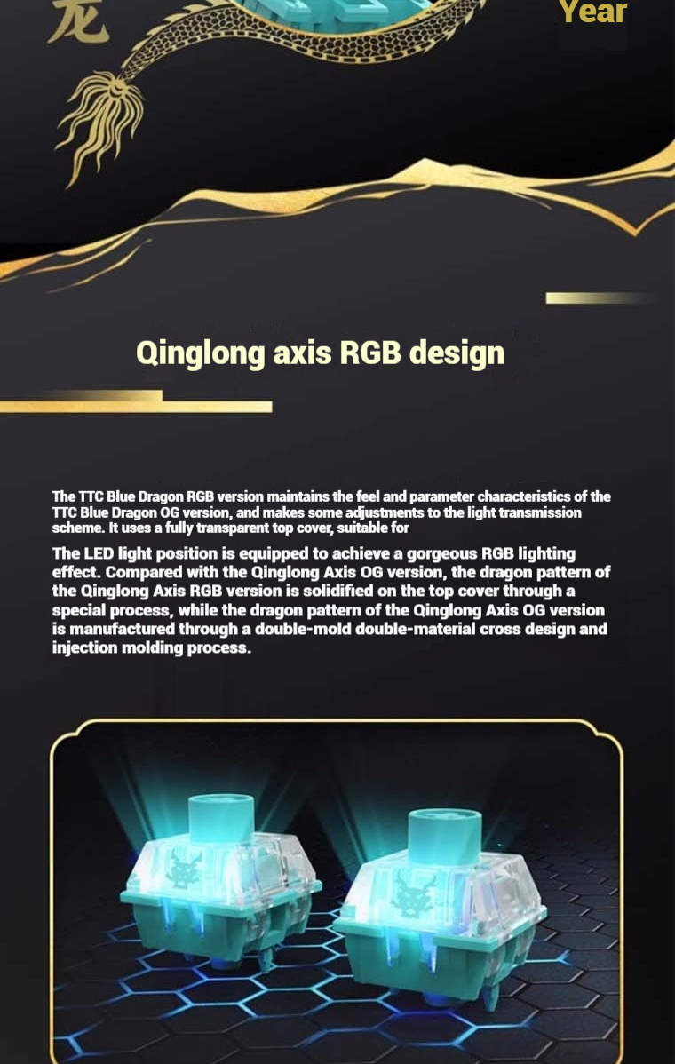TTC blue dragon axis RGB Dragon Year Zodiac axis 1.08mm quick trigger ...