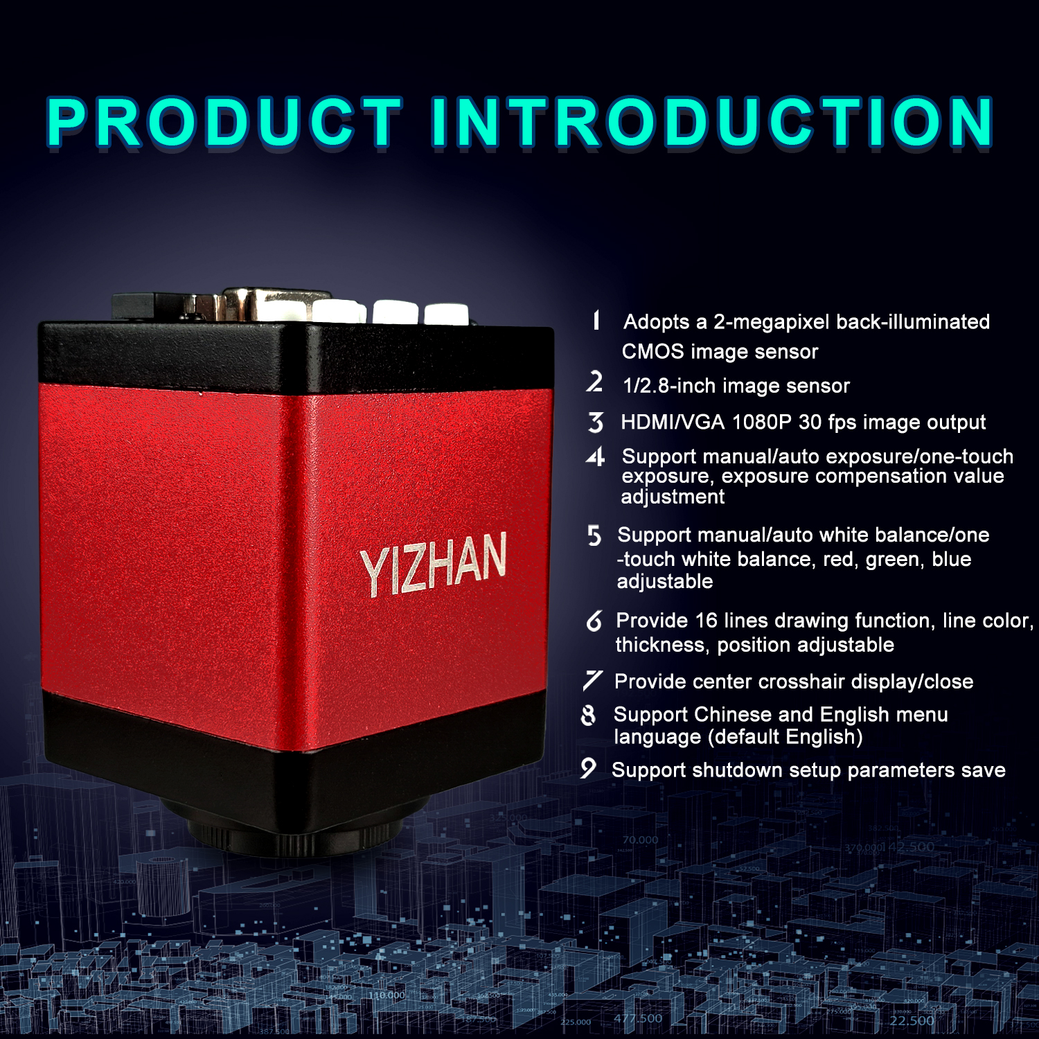1080P HDMI VGA digital microscope 130X 150X 180X zoom industrial ...