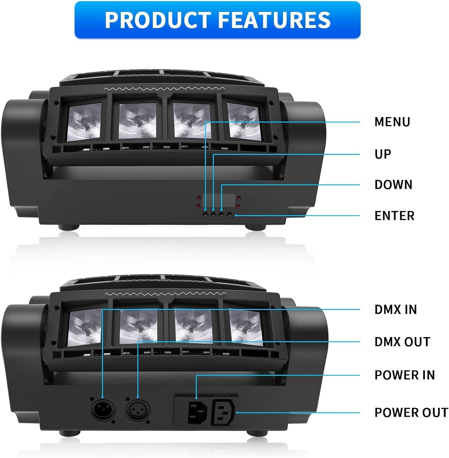 Shaking Head Beam Light Spider Beam LED Moving Beam RGBW Spotlight DJ ...