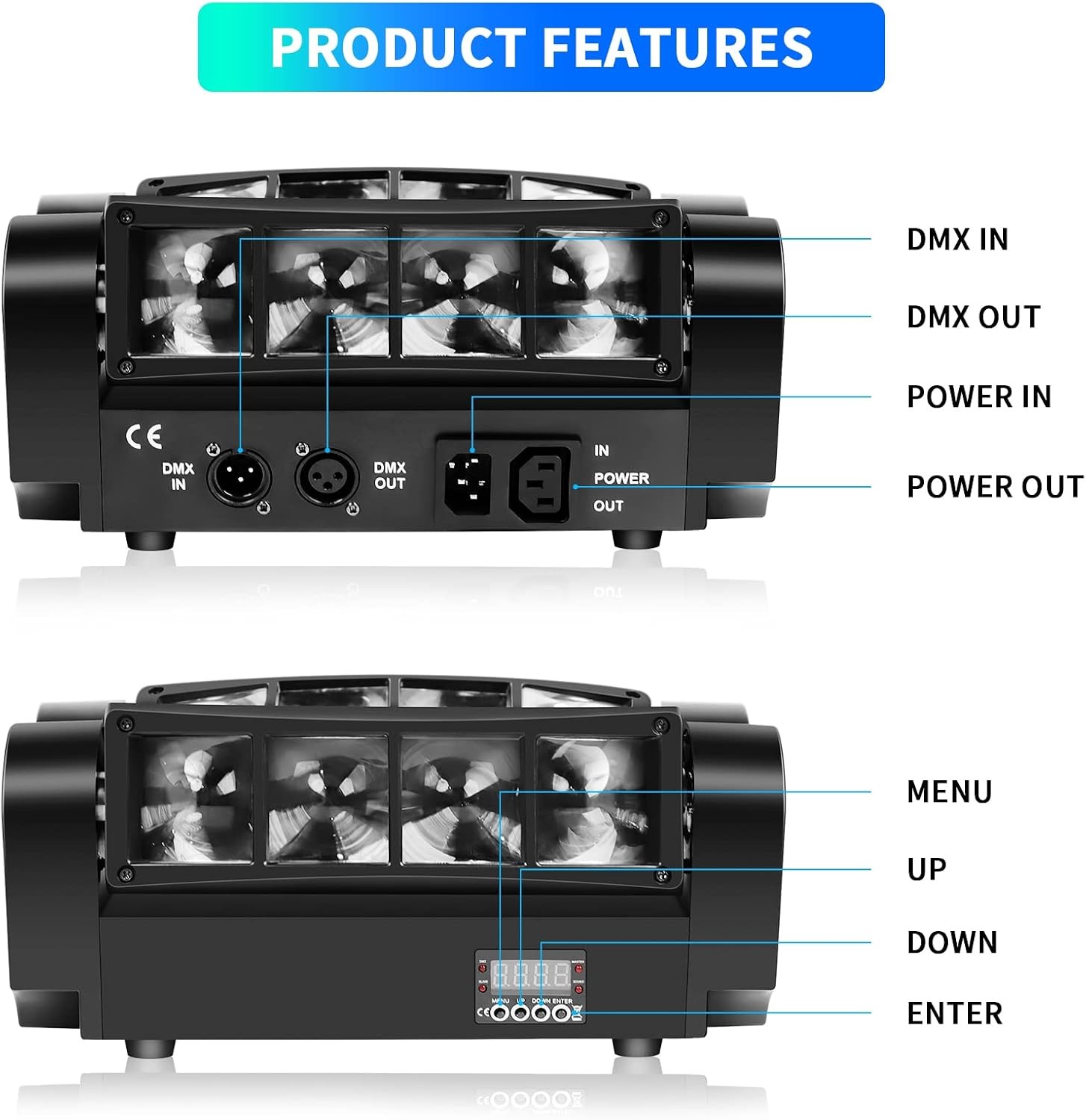 LED Spider Beam Moving Beam RGBW Spotlight Powerful Disco Light Voice ...
